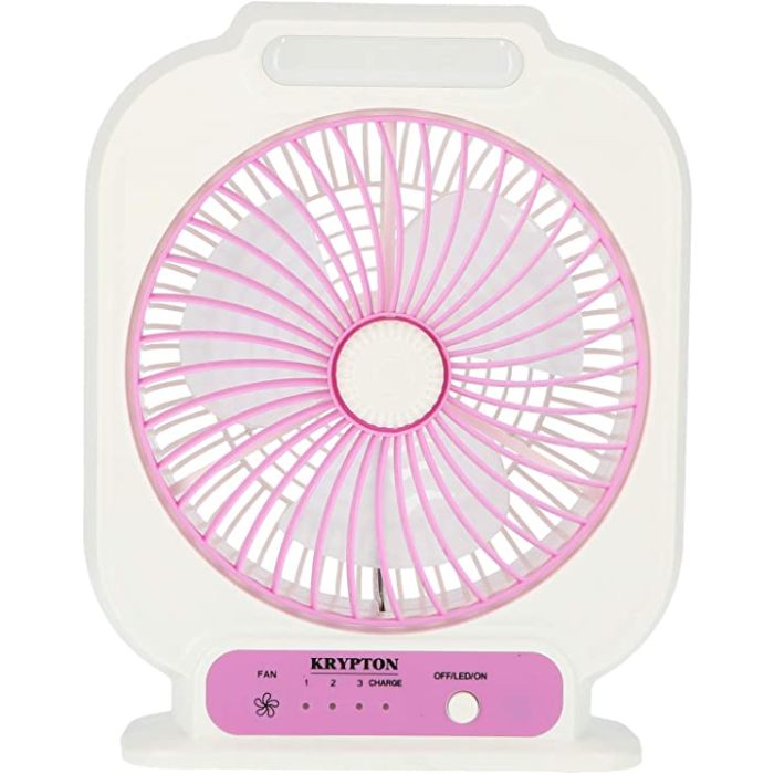 Buy Krypton Rechargeable Mini Table Fan White in Bahrain | Halabh