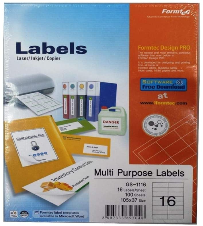 Formtec Labels 16 Labels Per Sheet FT GS 1116