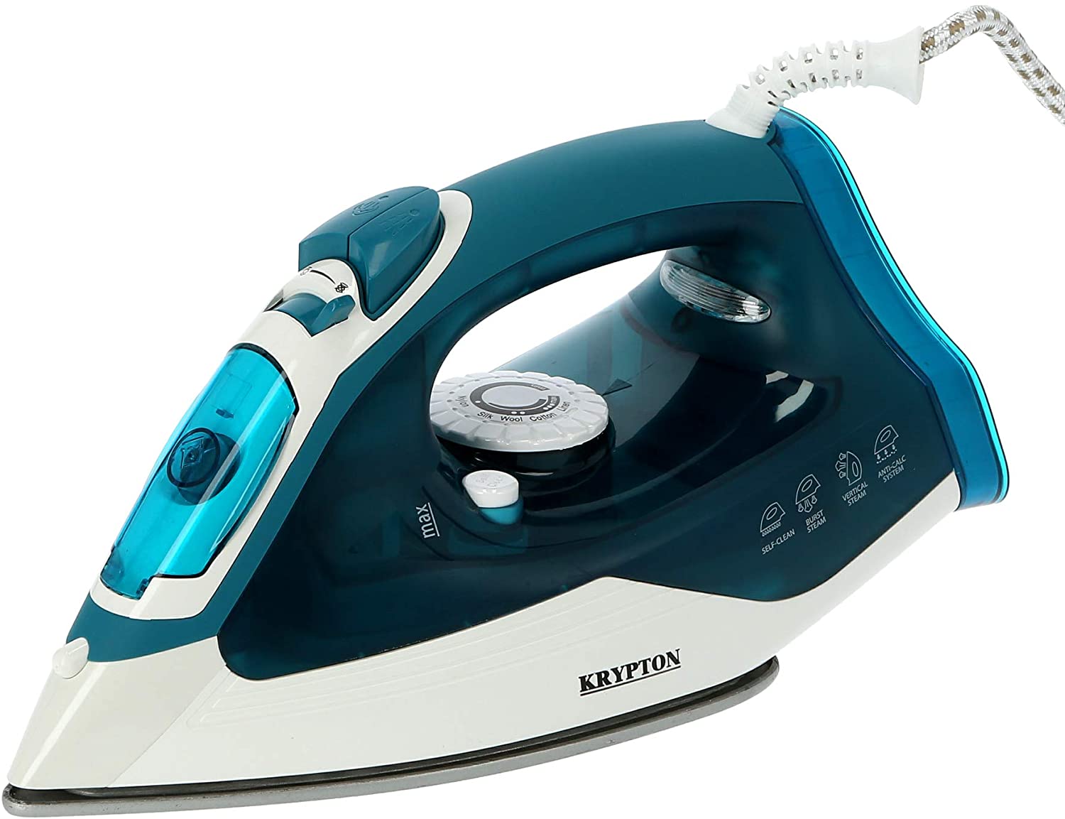 Krypton 2000w Easy Slide Steam Iron Blue & White